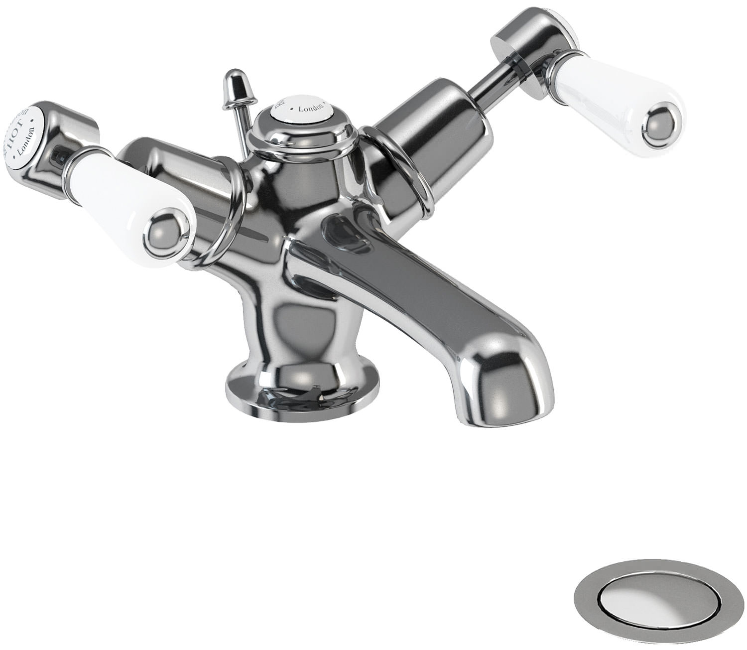 Burlington Kensington Chrome Plated Basin Mixer Tap With Pop-Up Waste