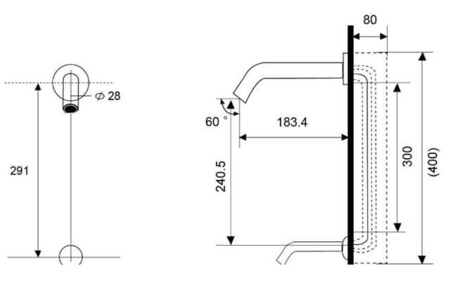 RAK Compact Commercial Wall Mounted Infra-Red Basin Mixer Tap