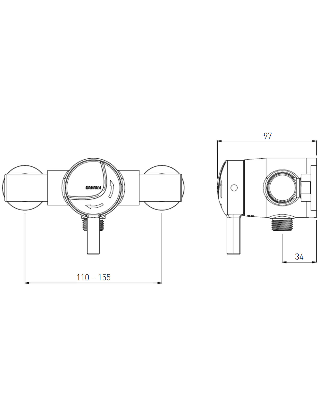 Bristan Opac Mini Thermostatic Exposed Shower Valve With Chrome Lever
